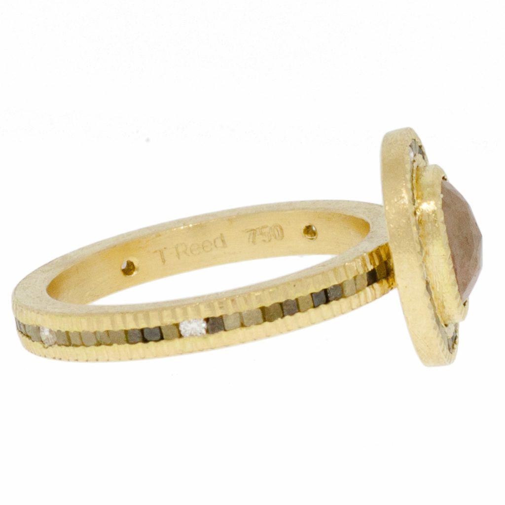 Red Diamond Ring with Raw Diamond Halo by Todd Reed - NEWTWIST