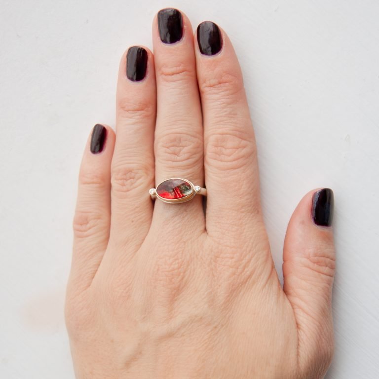 Andesine Ring with Diamonds by Jamie Joseph - NEWTWIST