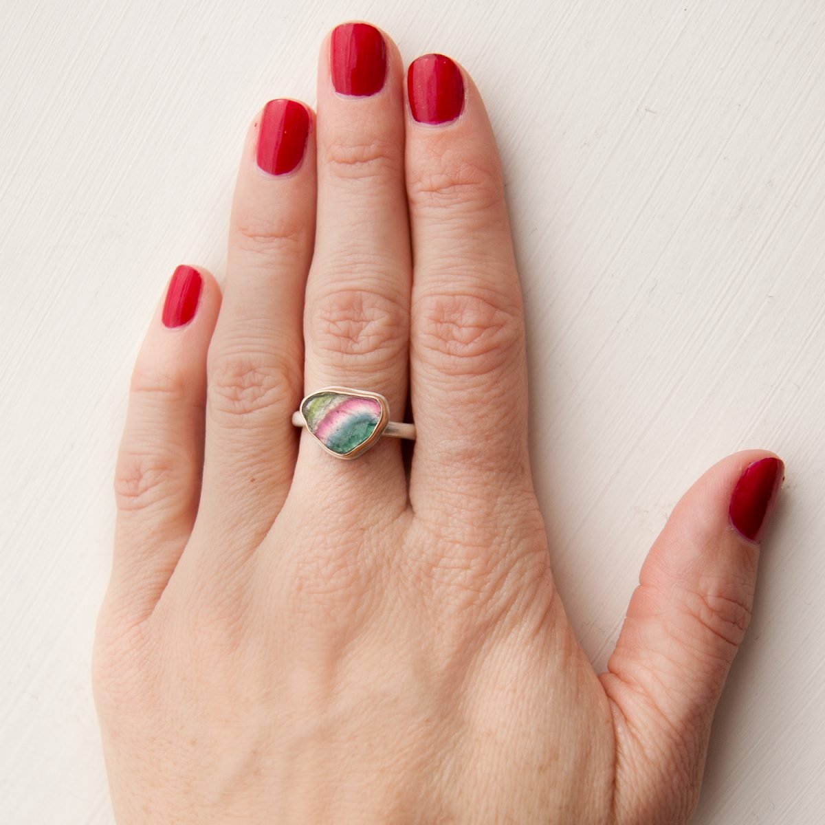 Watermelon Tourmaline Slice Ring by Jamie Joseph - NEWTWIST
