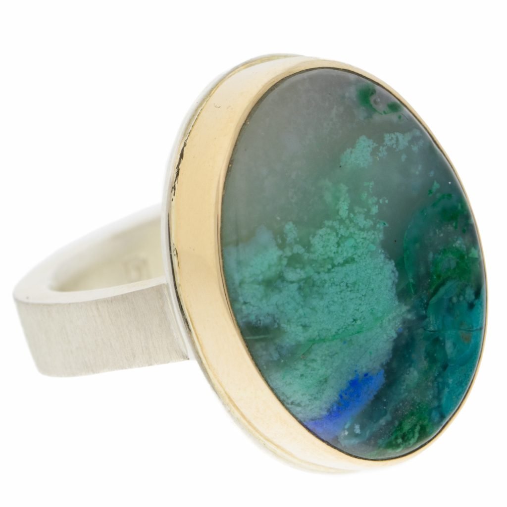 Chrysocolla-Azurite-Malachite ring by Jamie Joseph - NEWTWIST