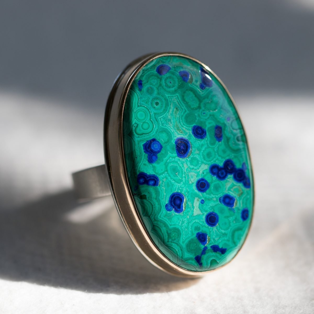 azurite-Malachite-Chrysocolla ring by Jamie Joseph - NEWTWIST
