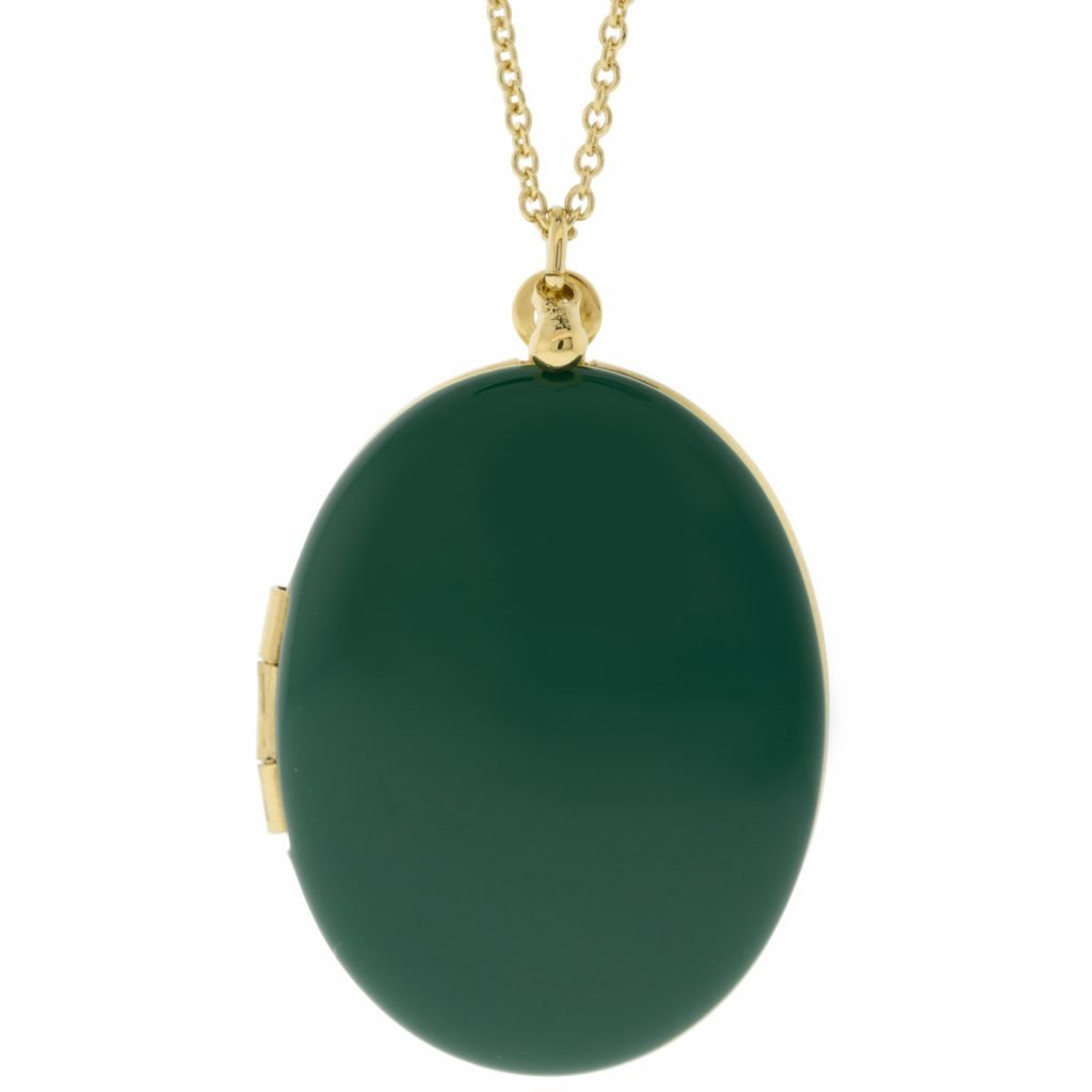 Long Dark Green Locket by Trois Petits Points - NEWTWIST