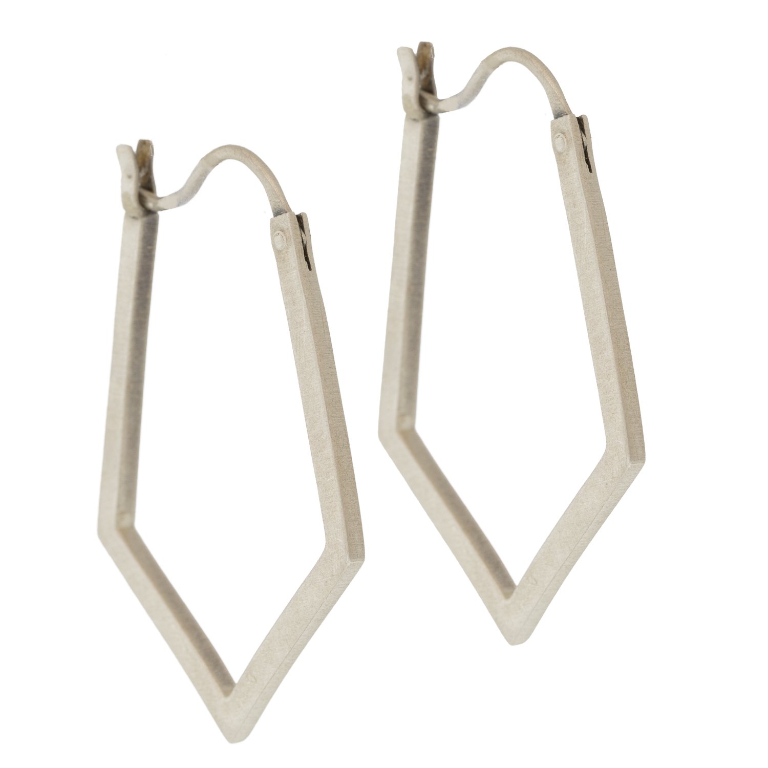 Diamond-Shaped Hoops in Silver by Jane Diaz - NEWTWIST