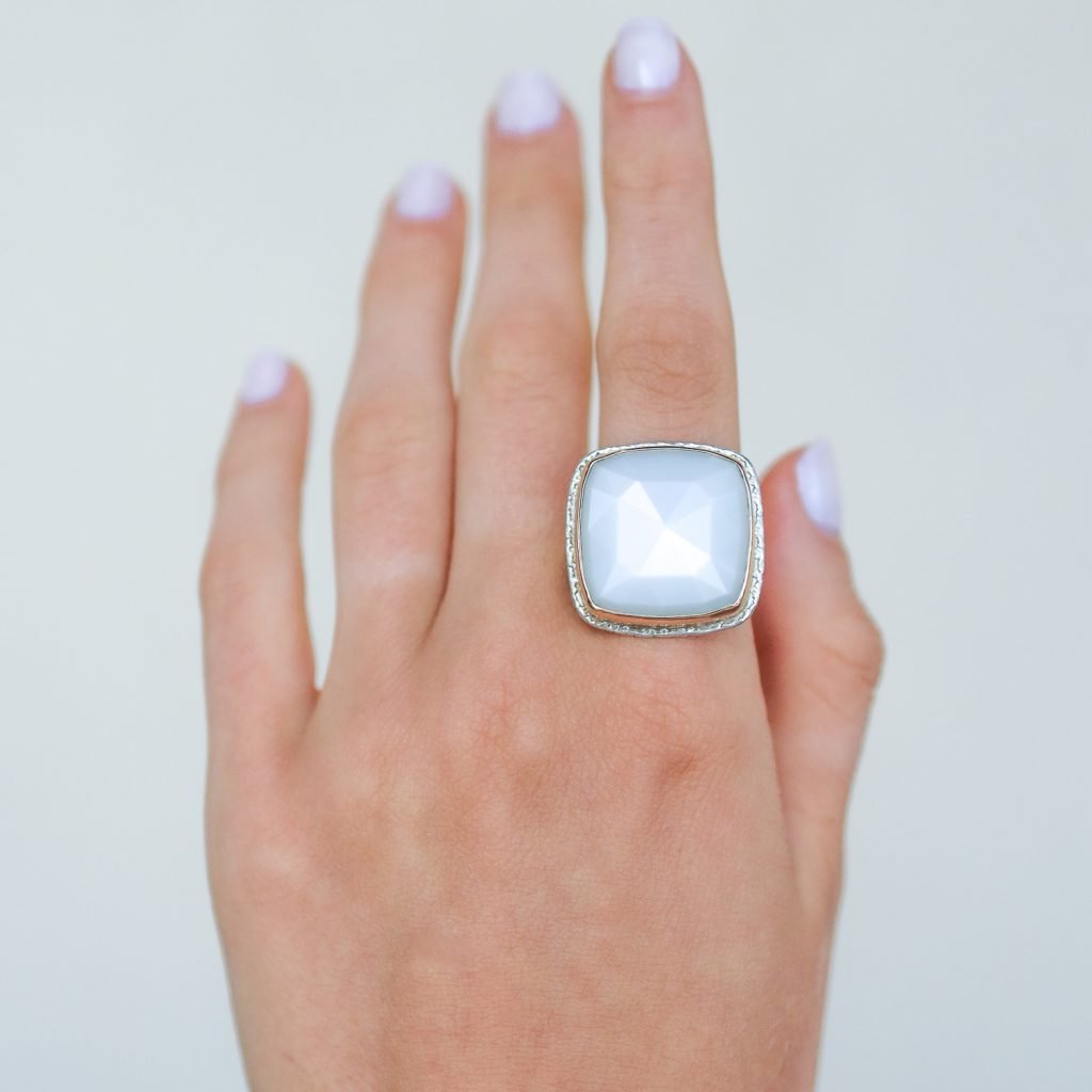 Square White Moonstone Ring by Jamie Joseph - NEWTWIST
