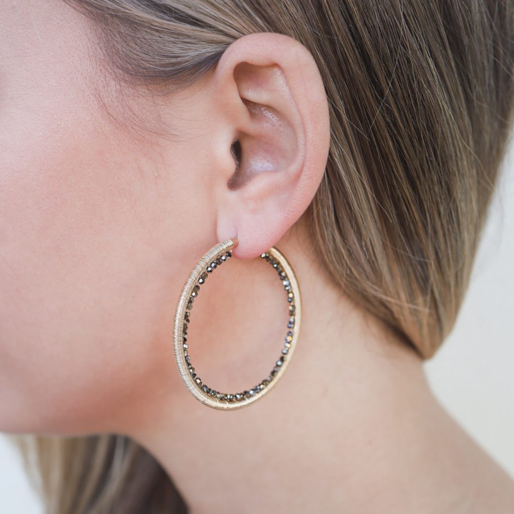 Large Inner Dark Crystal Hoops by Dana Kellin - NEWTWIST