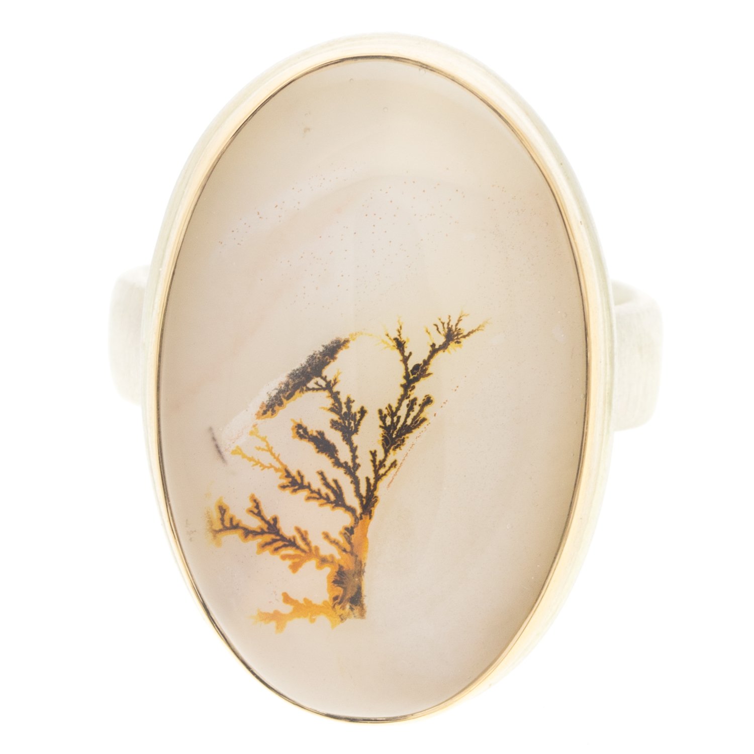 vertical oval dendritic agate ring by Jamie Joseph - NEWTWIST