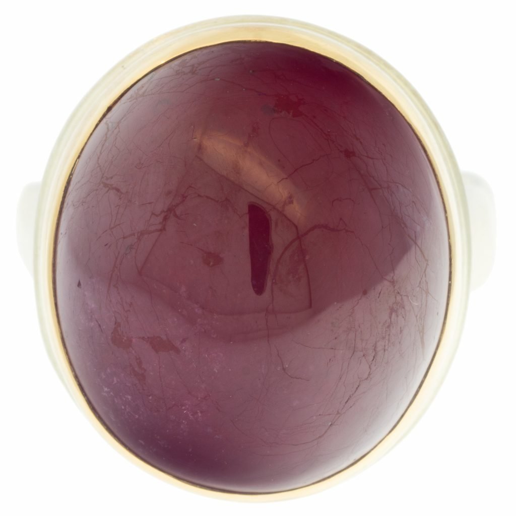 Vertical Oval Smooth African Ruby Ring by Jamie Joseph - NEWTWIST