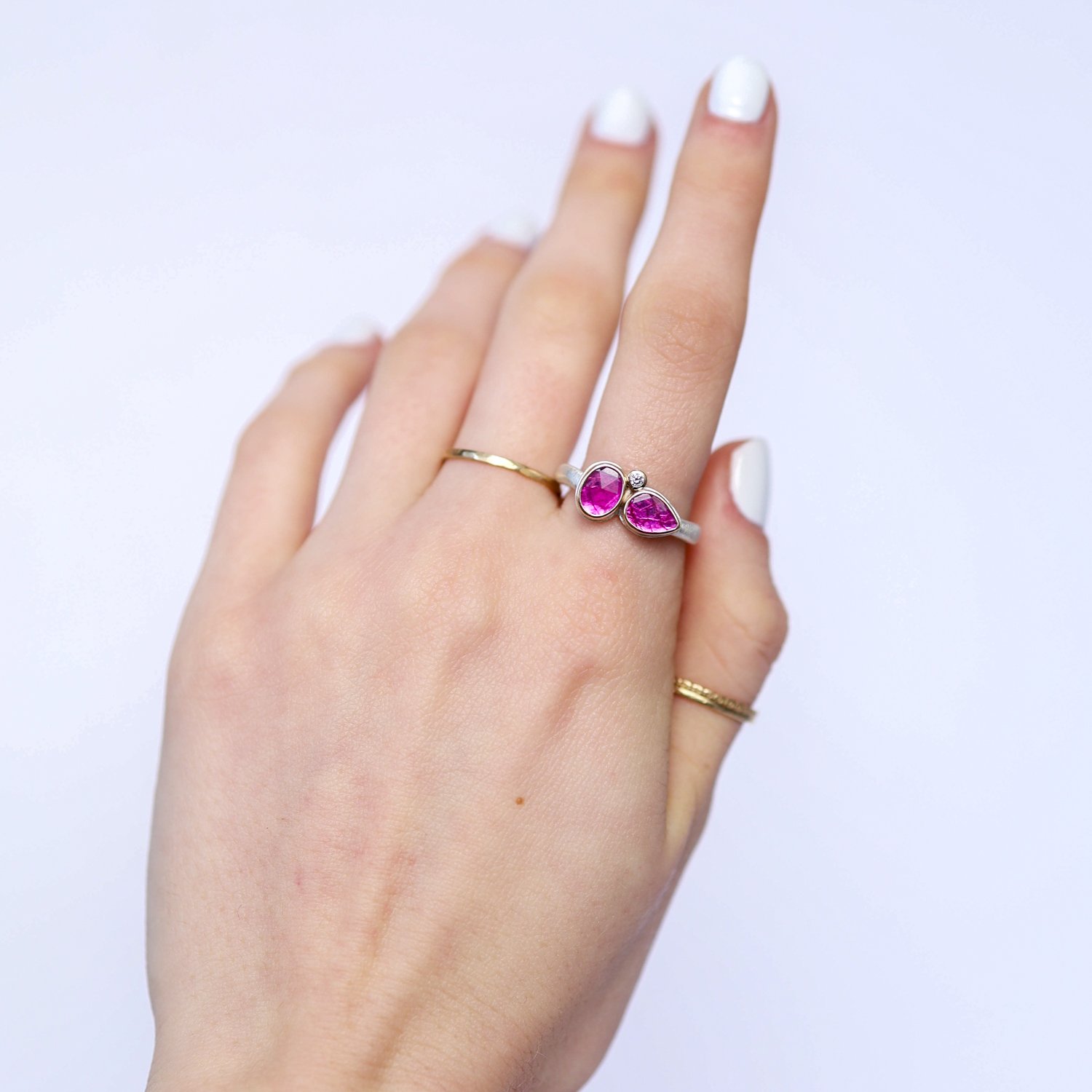 Trunk Show: Double African Ruby Ring with Satellite Diamond by Jamie ...