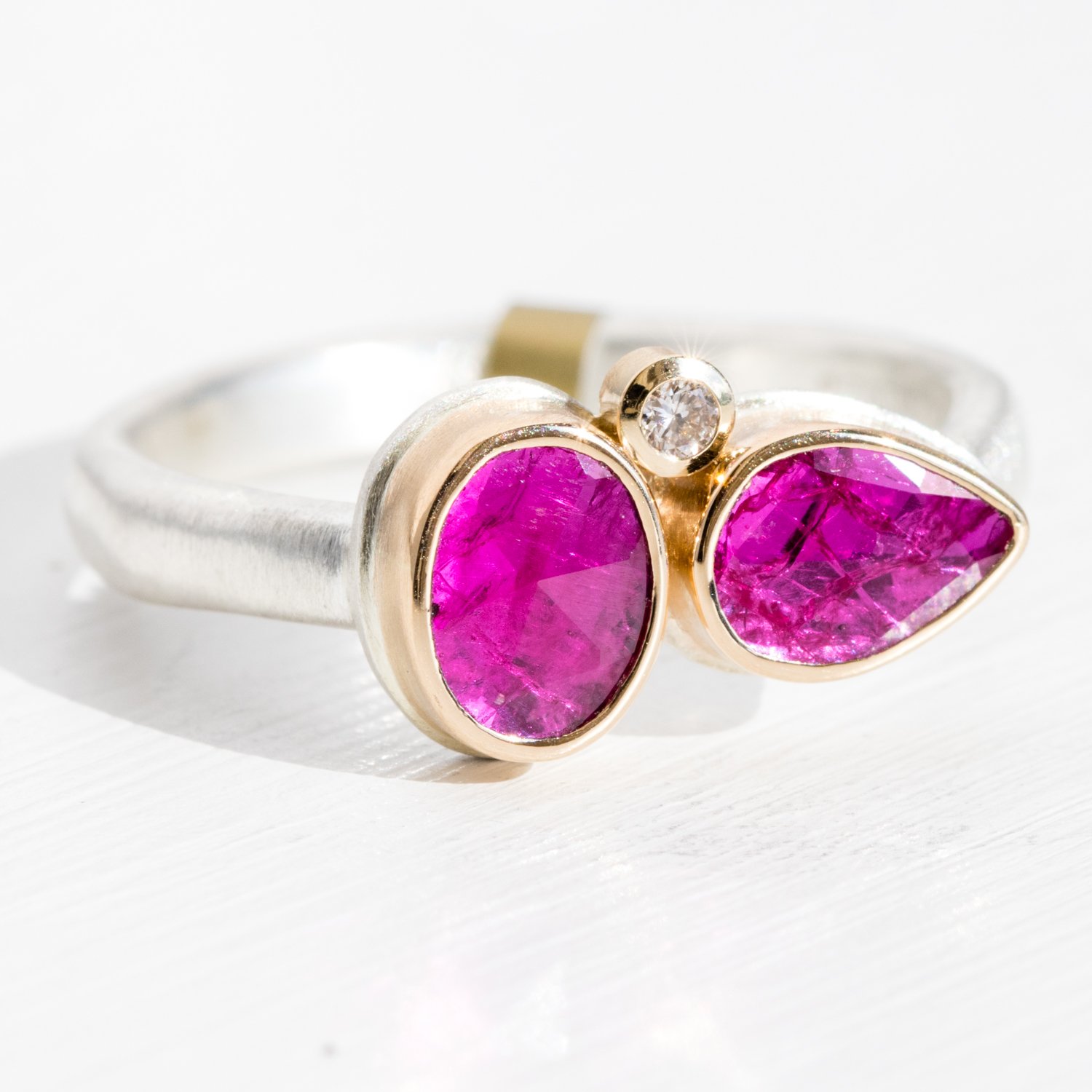 Trunk Show: Double African Ruby Ring with Satellite Diamond by Jamie ...