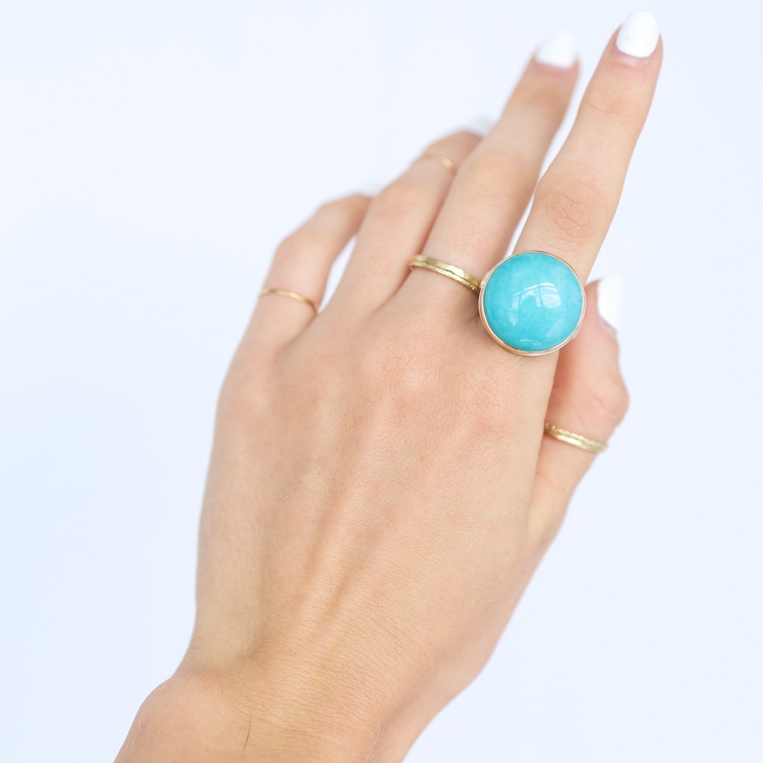 Round Smooth Amazonite Ring by Jamie Joseph - NEWTWIST