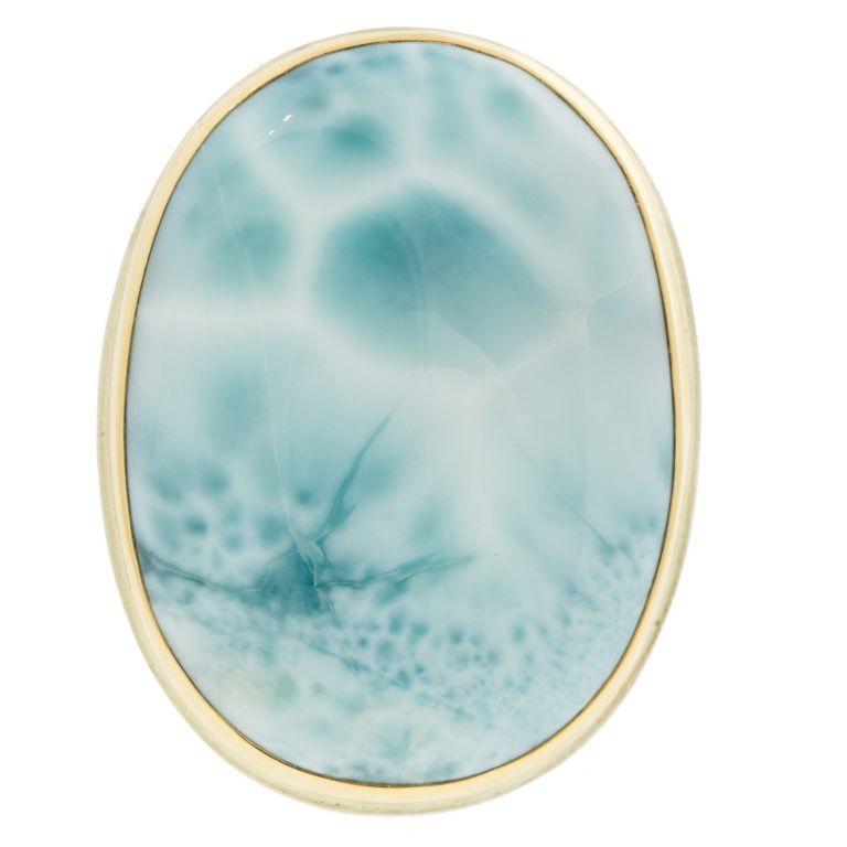 Vertical Oval Smooth Larimar Ring by Jamie Joseph - NEWTWIST