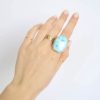 Vertical Oval Smooth Larimar Ring by Jamie Joseph - NEWTWIST
