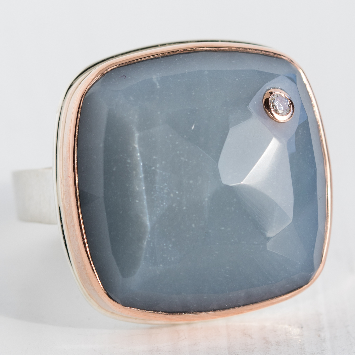 Jamie Joseph Trunk Show: Square Grey Moonstone Ring With Diamond Accent ...