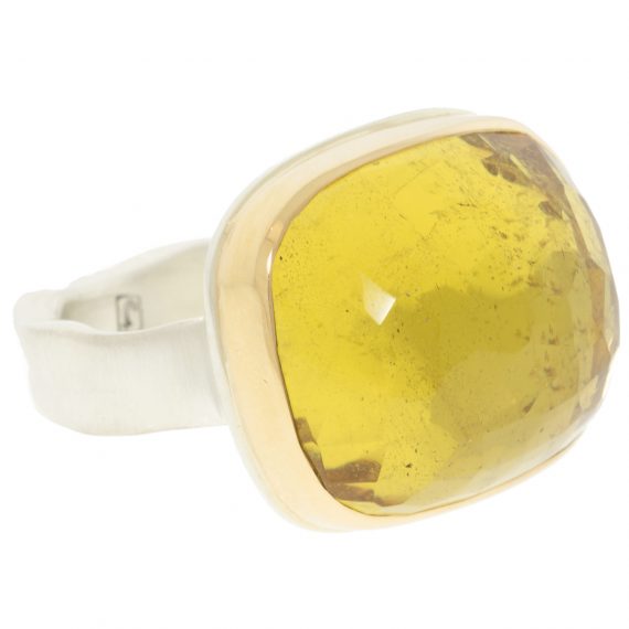 Rectangular Yellow Beryl Ring by Jamie Joseph - NEWTWIST