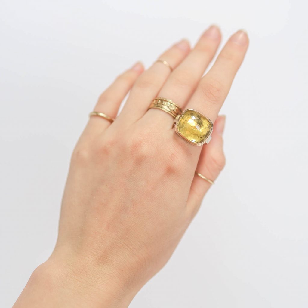 Rectangular Yellow Beryl Ring by Jamie Joseph - NEWTWIST