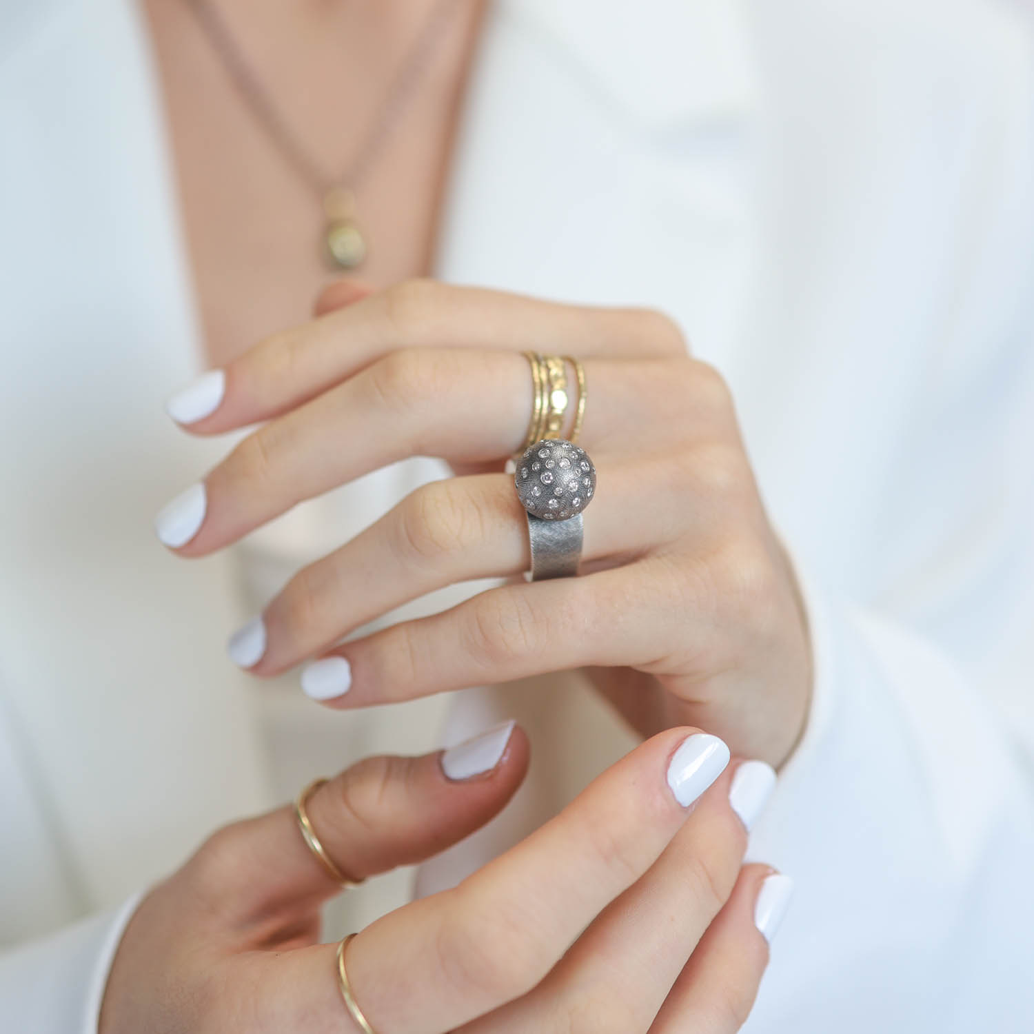 Rene Escobar Trunk Show: Silver And White Diamond Ceres Ring by Rene ...