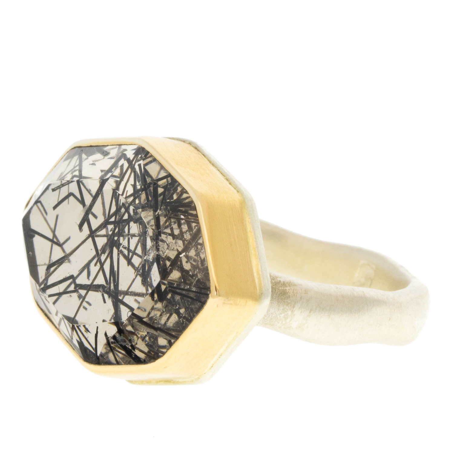 Asymmetrical Tourmalinated Quartz Ring by Jamie Joseph - NEWTWIST