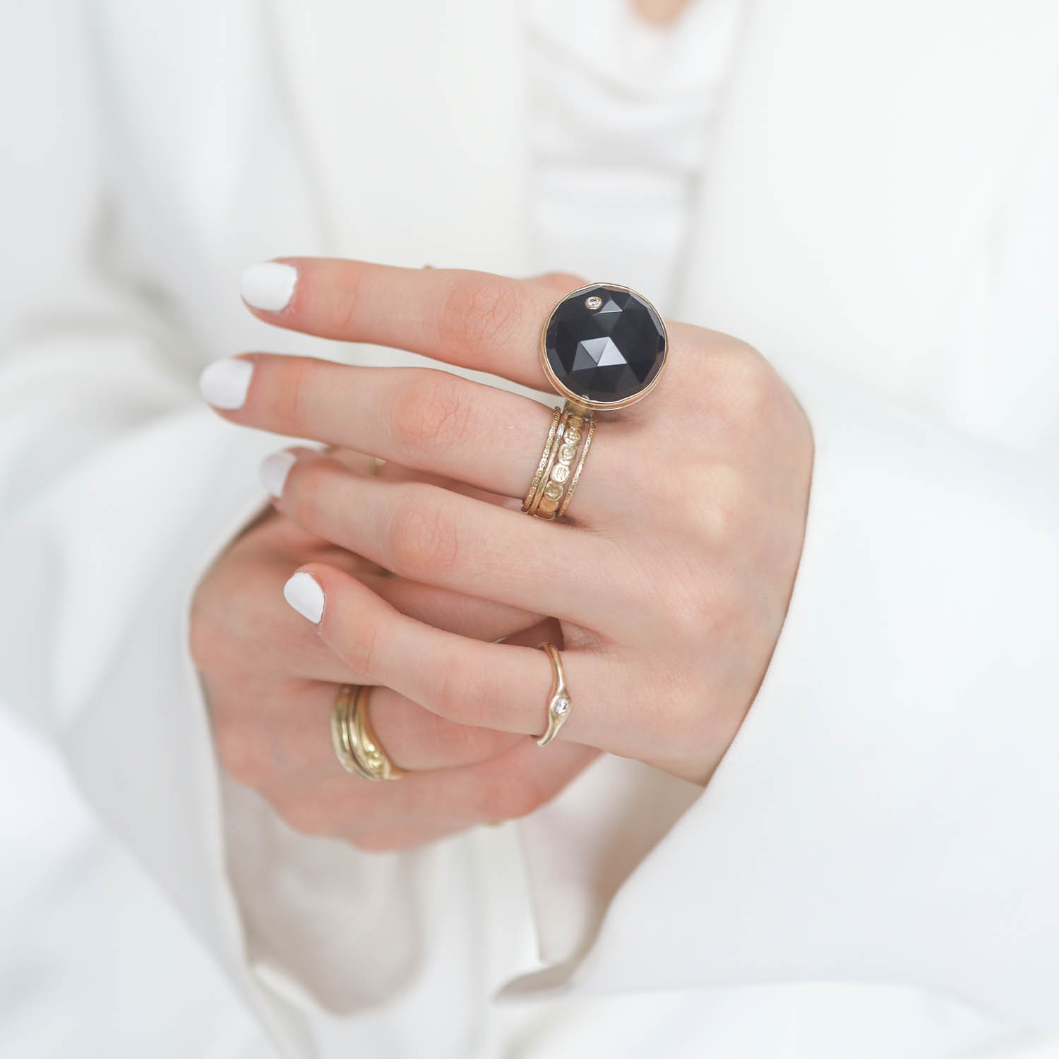 Round Rose Cut Black Onyx Ring by Jamie Joseph - NEWTWIST