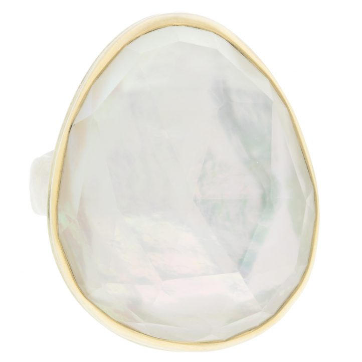 Asymmetrical Rock Crystal Over Mother Of Pearl Ring by Jamie Joseph ...