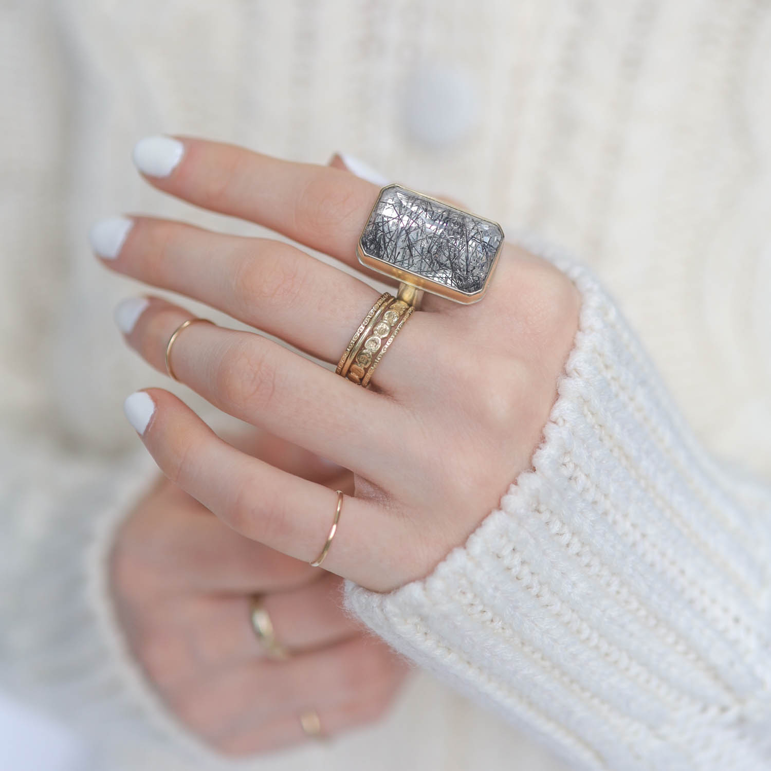 Rectangular Inverted Tourmalinated Quartz by Jamie Joseph - NEWTWIST