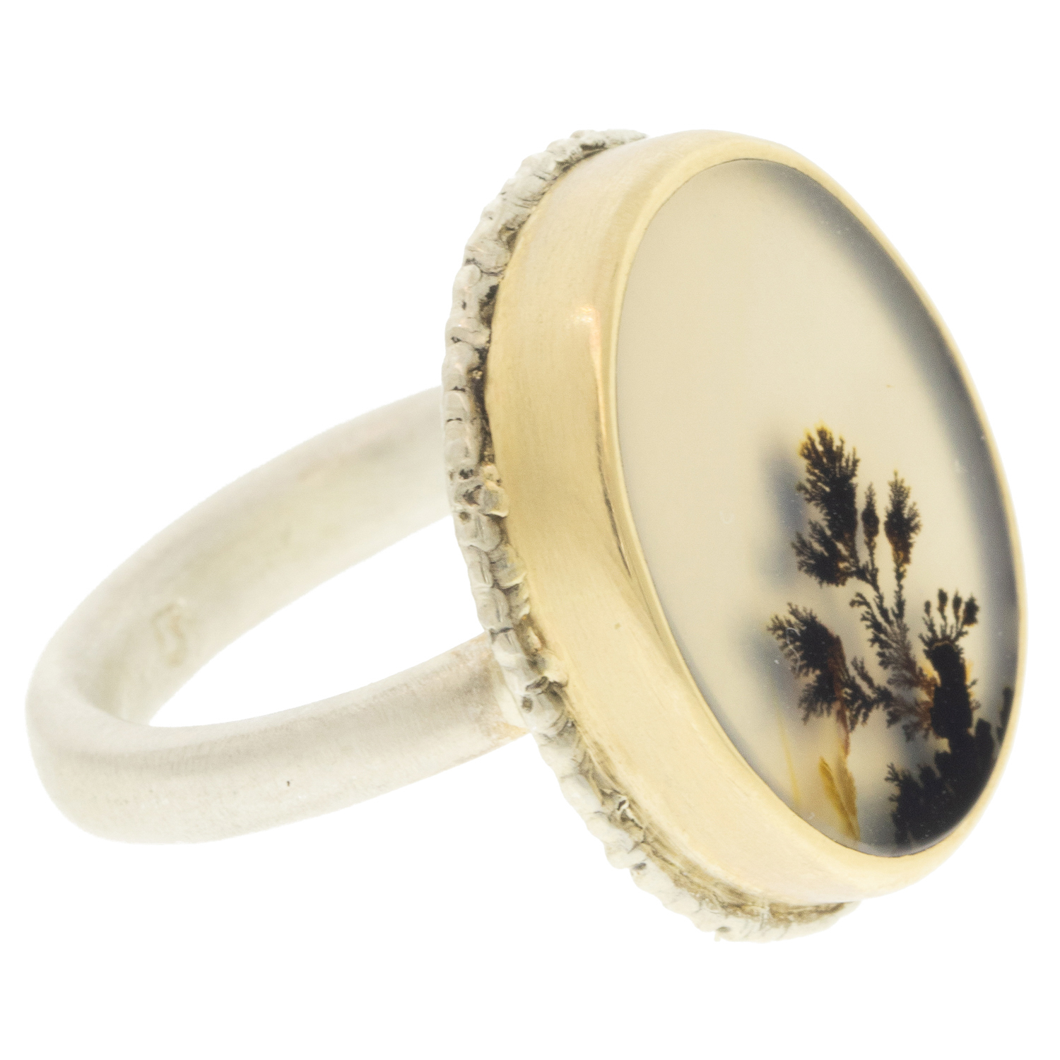 Vertical Oval Dendritic Agate Ring by Jamie Joseph - NEWTWIST
