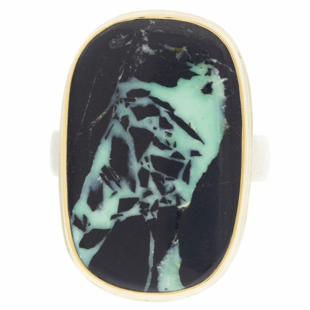 Round Blackjack Turquoise Ring by Jamie Joseph - NEWTWIST