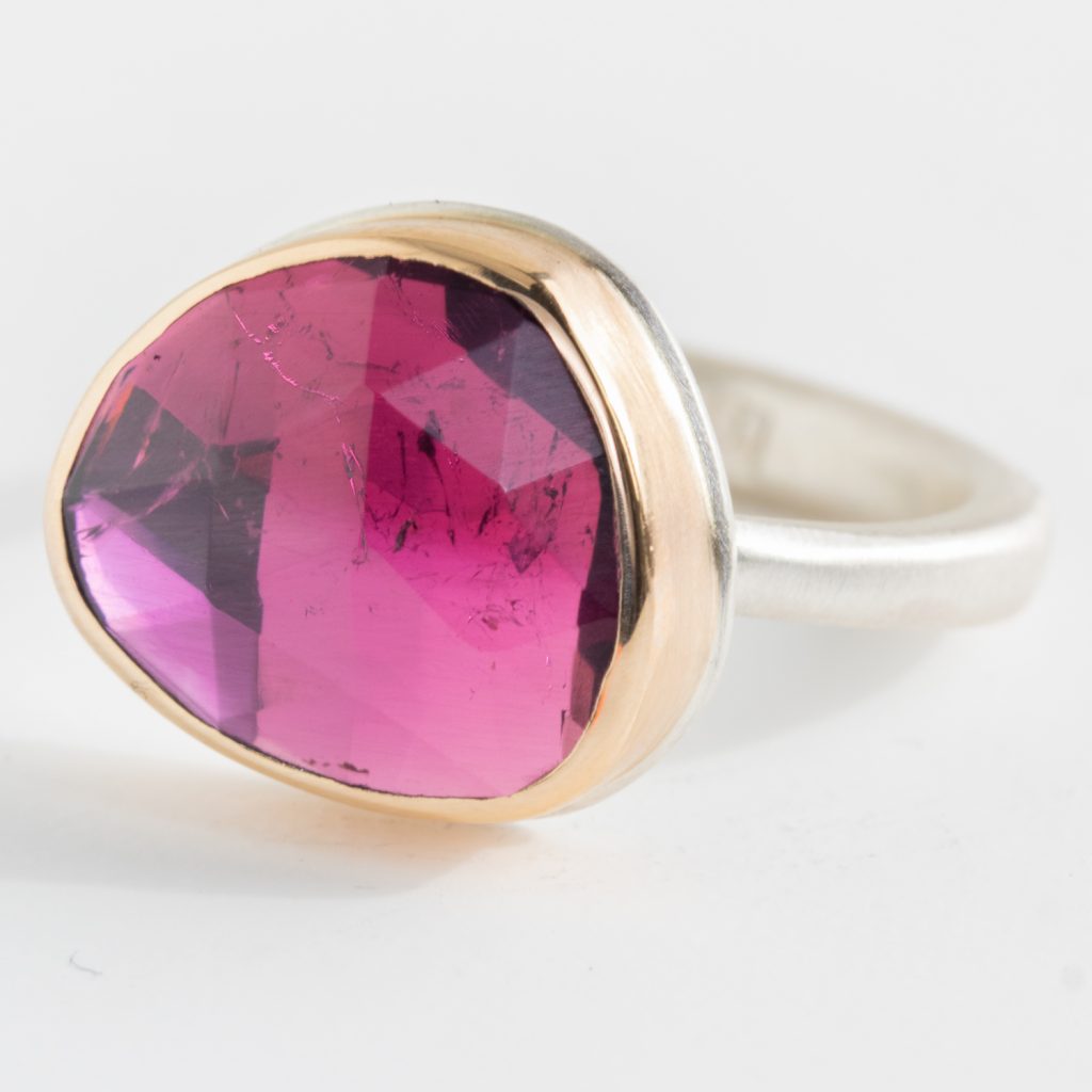 Surface Cut Watermelon Tourmaline Ring by Jamie Joseph - NEWTWIST