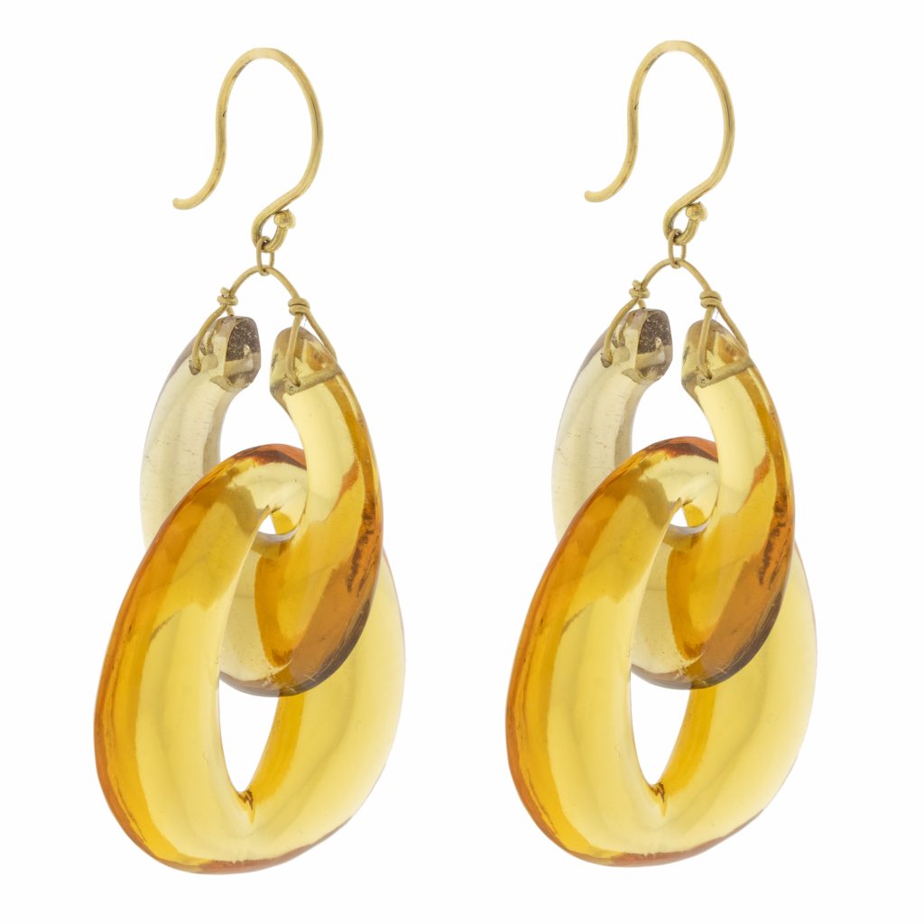 Citrine Peacock Link Earrings by TENTHOUSANDTHINGS - NEWTWIST