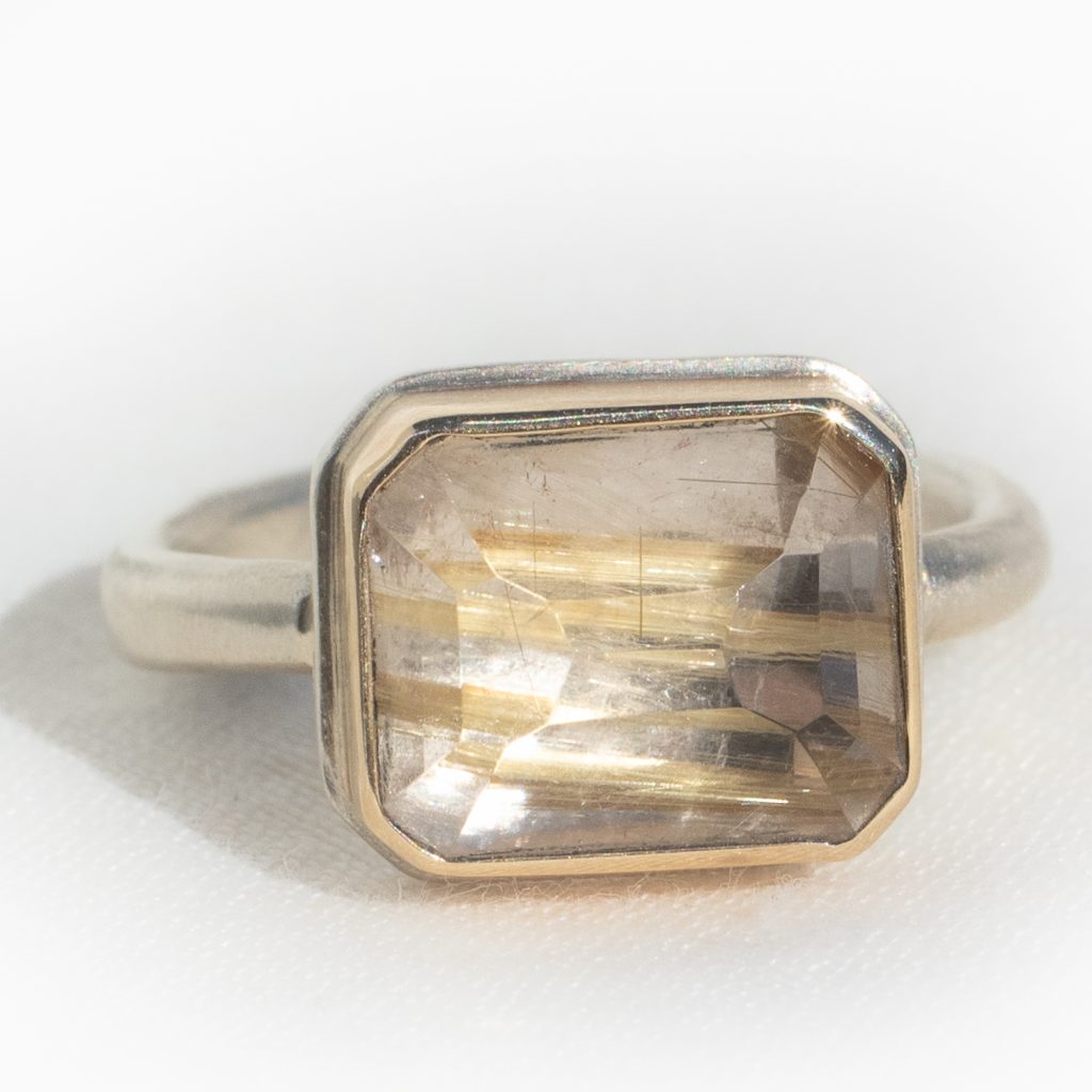 Vertical Oval Smooth Larimar Ring by Jamie Joseph - NEWTWIST