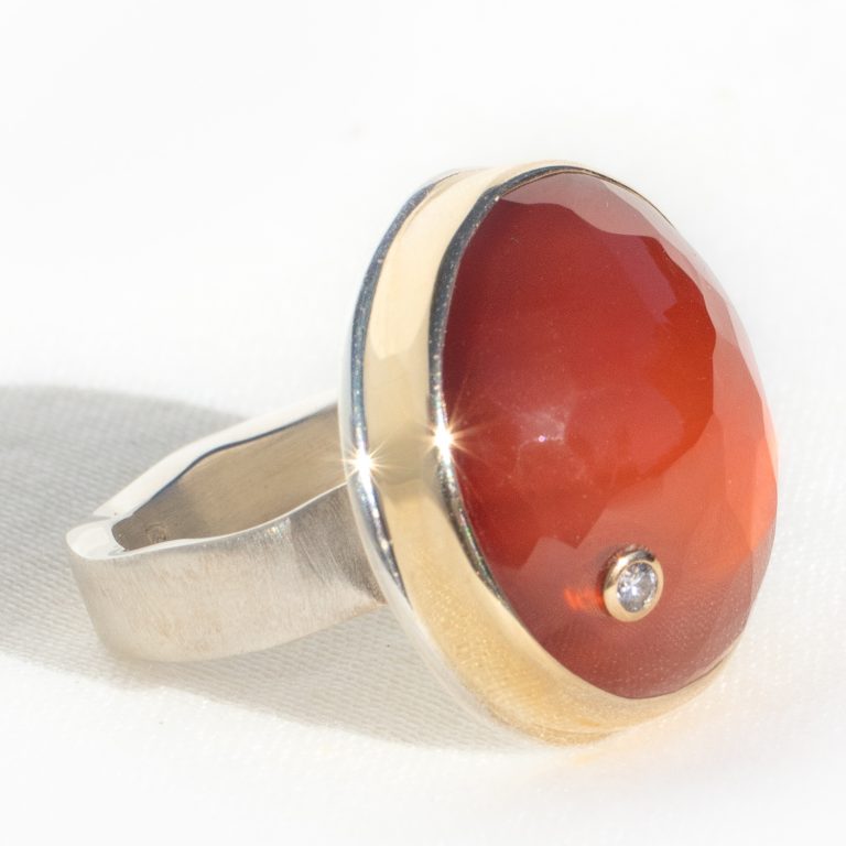 Smooth Oregon Sunstone Ring by Jamie Joseph - NEWTWIST