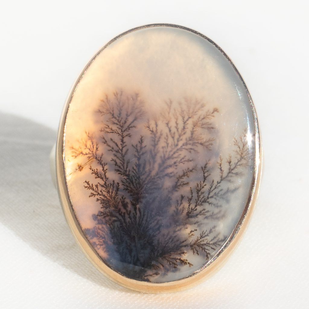 rectangular dendritic agate ring by Jamie Joseph - NEWTWIST
