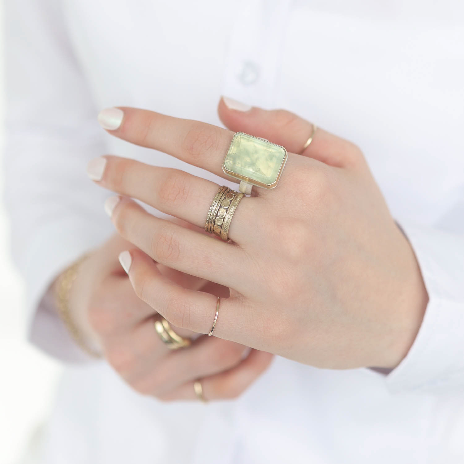 Jamie Joseph Trunk Show: Prehnite ring by Jamie Joseph - NEWTWIST