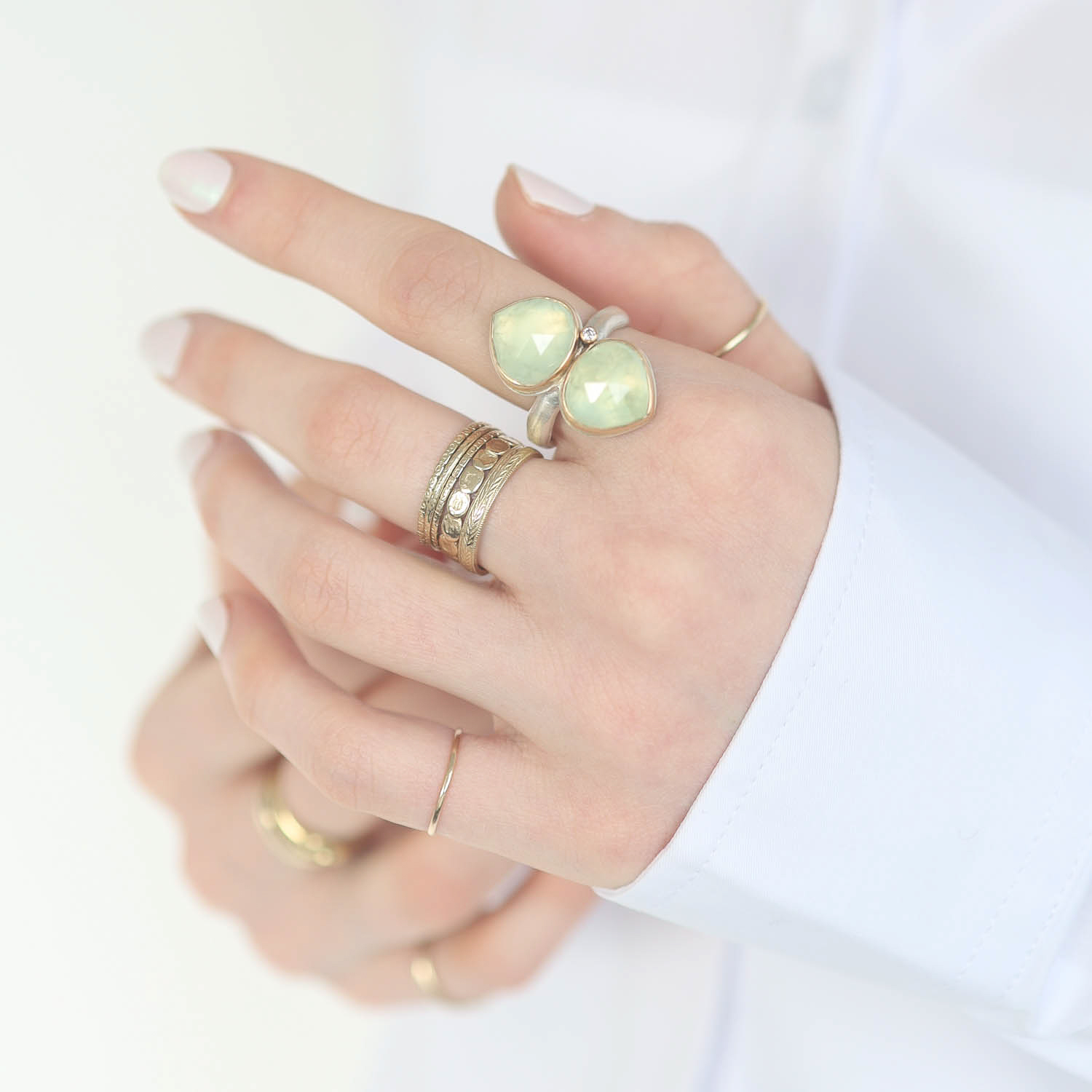Jamie Joseph Trunk Show: Double Prehnite Ring by Jamie Joseph - NEWTWIST