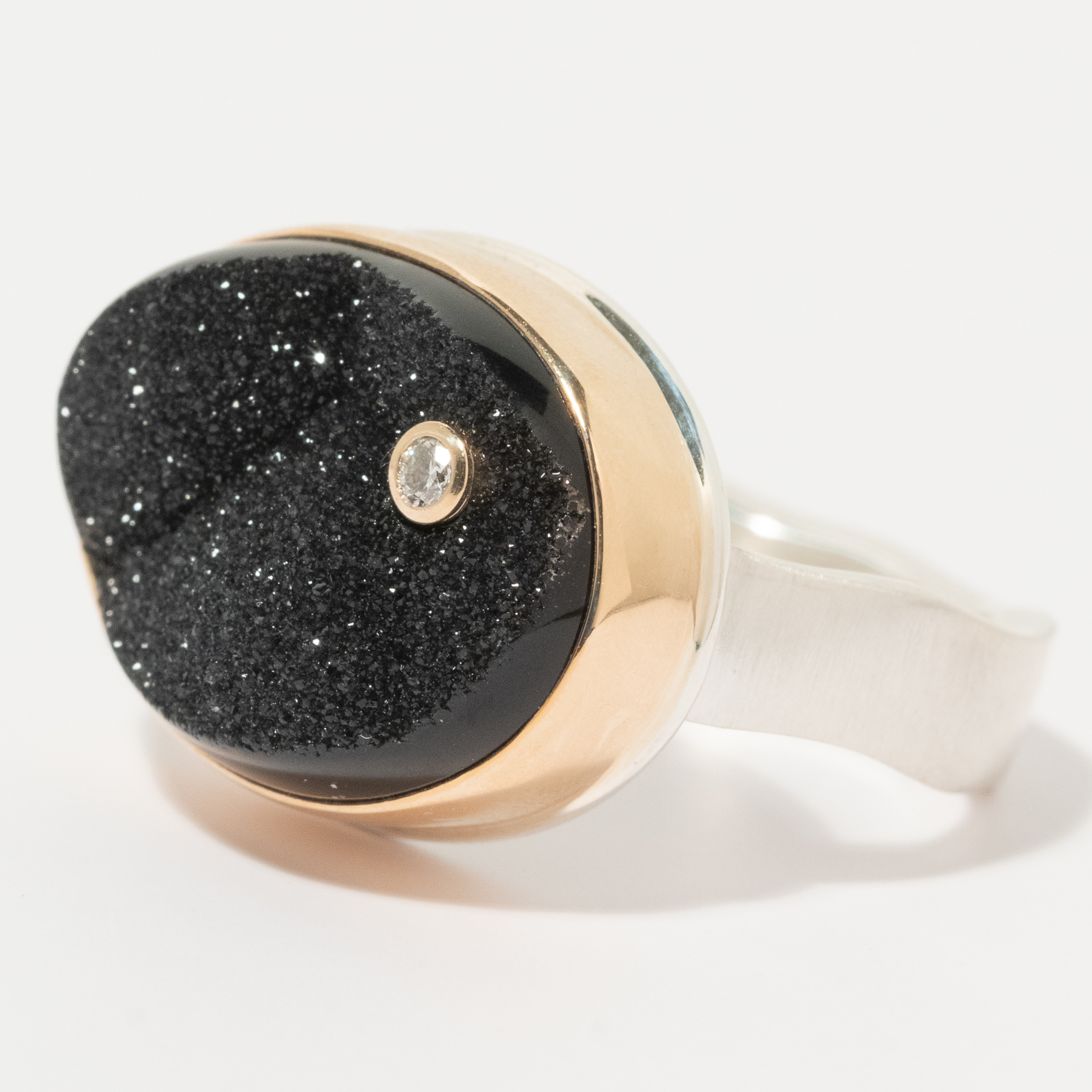 Oval Brazilian Black Drusy Ring by Jamie Joseph - NEWTWIST