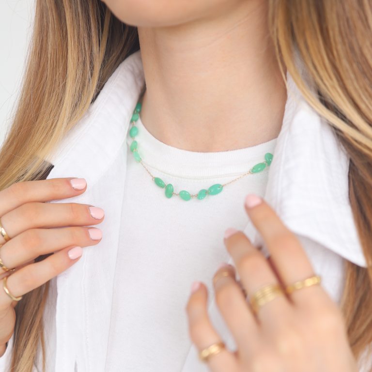 Emerald Chicklet Necklace by TENTHOUSANDTHINGS - NEWTWIST