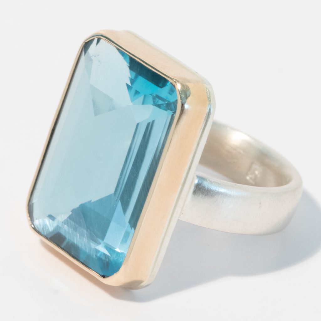Rectangular Sky Blue Topaz Ring by Jamie Joseph - NEWTWIST