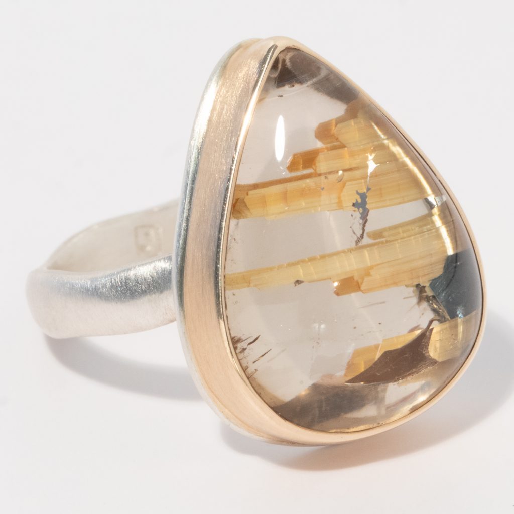 Rectangular Inverted Golden Rutilated Quartz Ring by Jamie Joseph ...