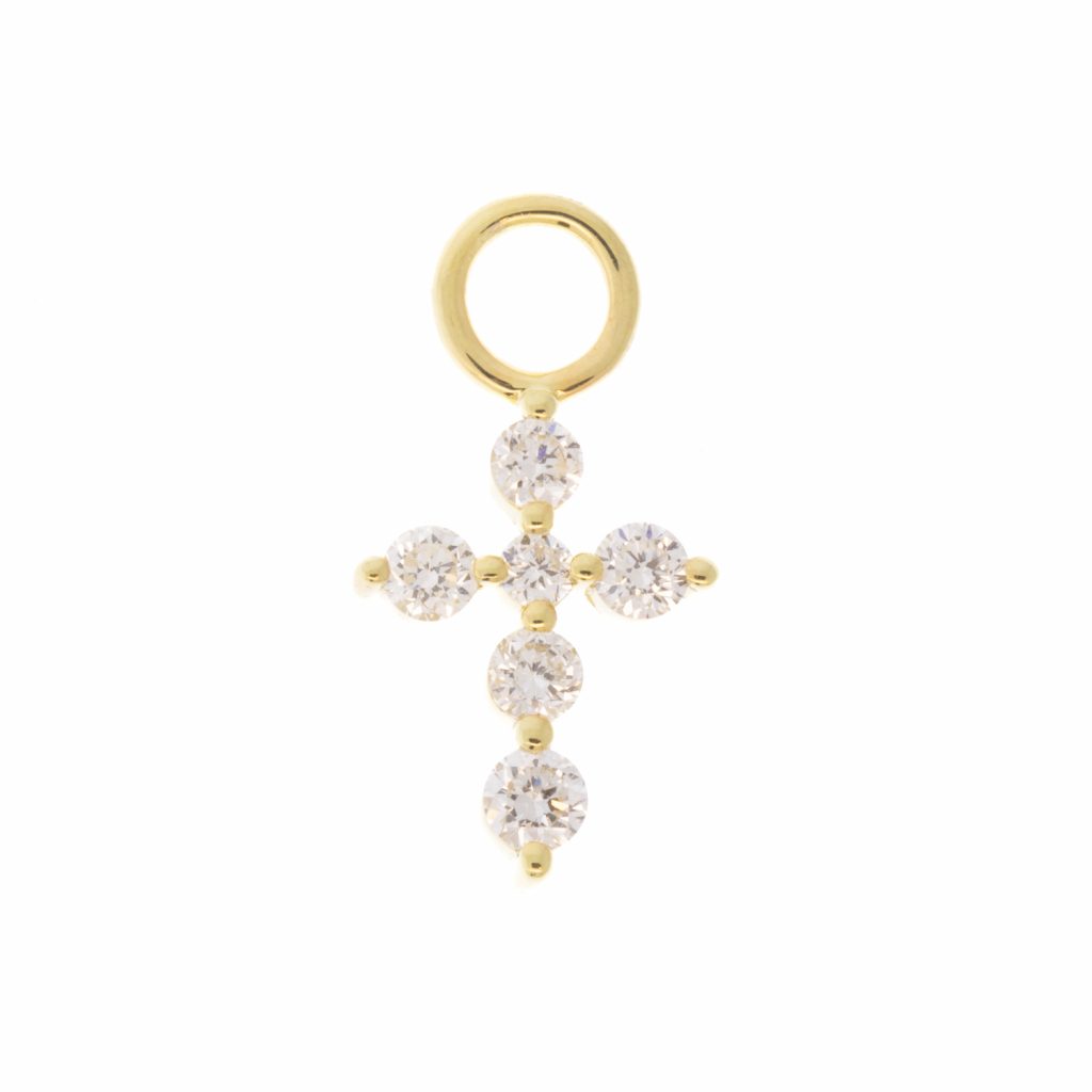 Single Prong Set Diamond Cross Charm by Three Stories - NEWTWIST