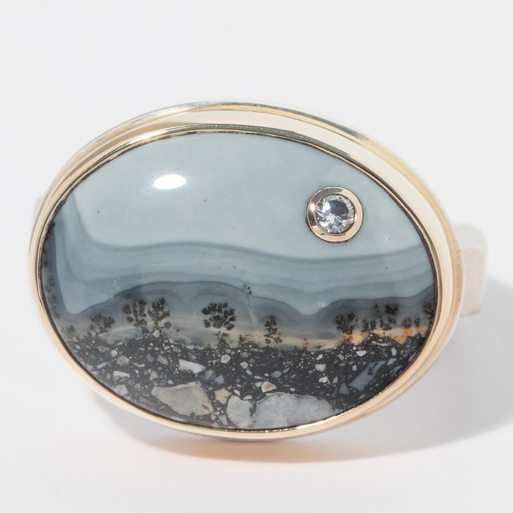 Square Scrimshaw Meteorite Ring by Jamie Joseph - NEWTWIST