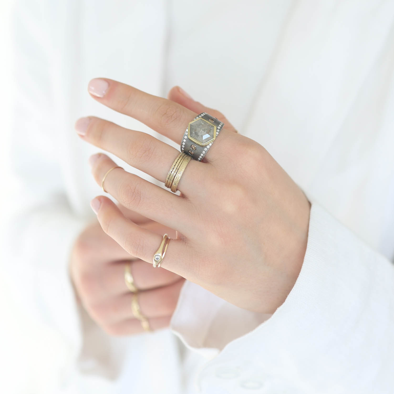 Rene Escobar Trunk Show: Hexagonal Diamond Ring by Rene Escobar - NEWTWIST