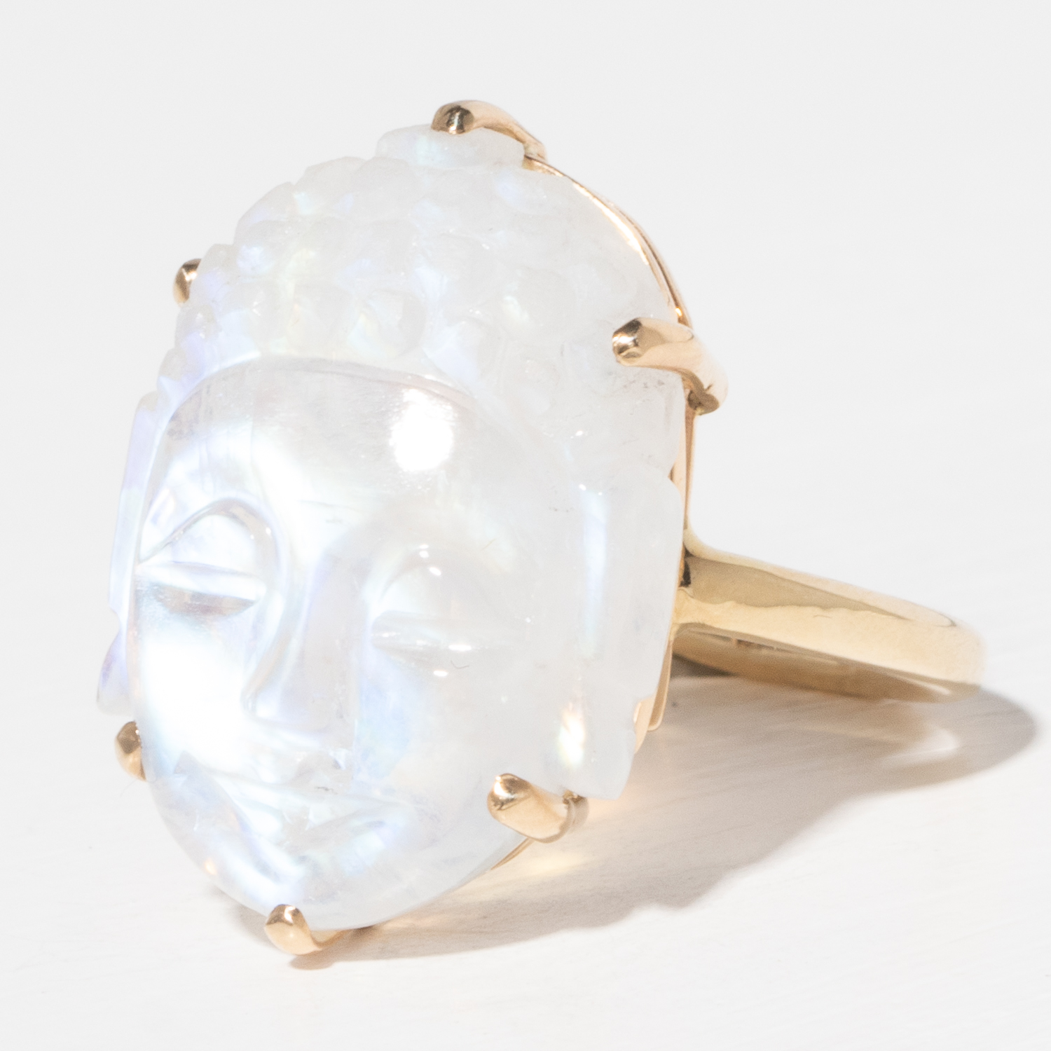 Jamie Joseph Trunk Show: Carved Buddha White Rainbow Moonstone Ring by ...