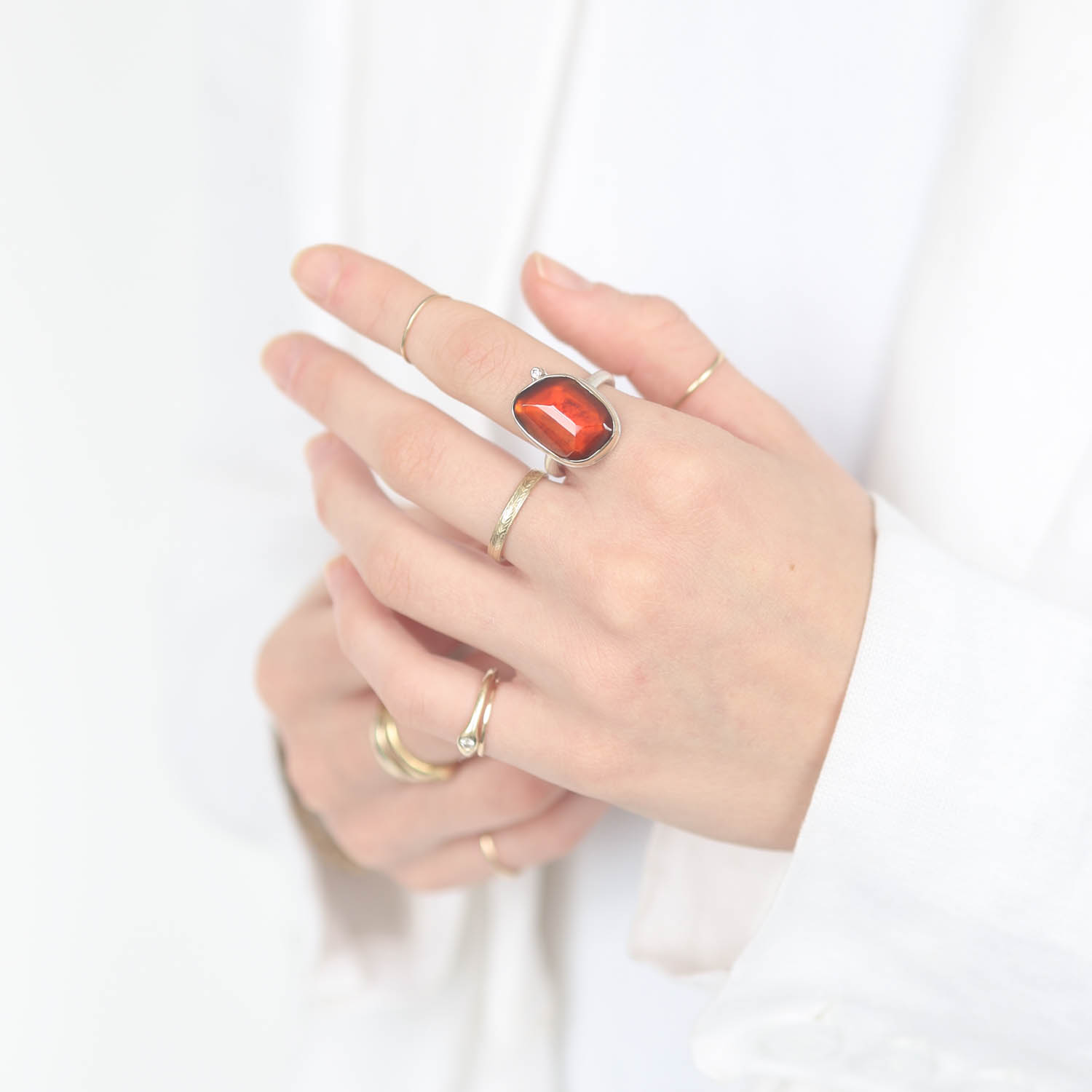 Asymmetrical Hessonite Garnet Ring by Jamie Joseph - NEWTWIST