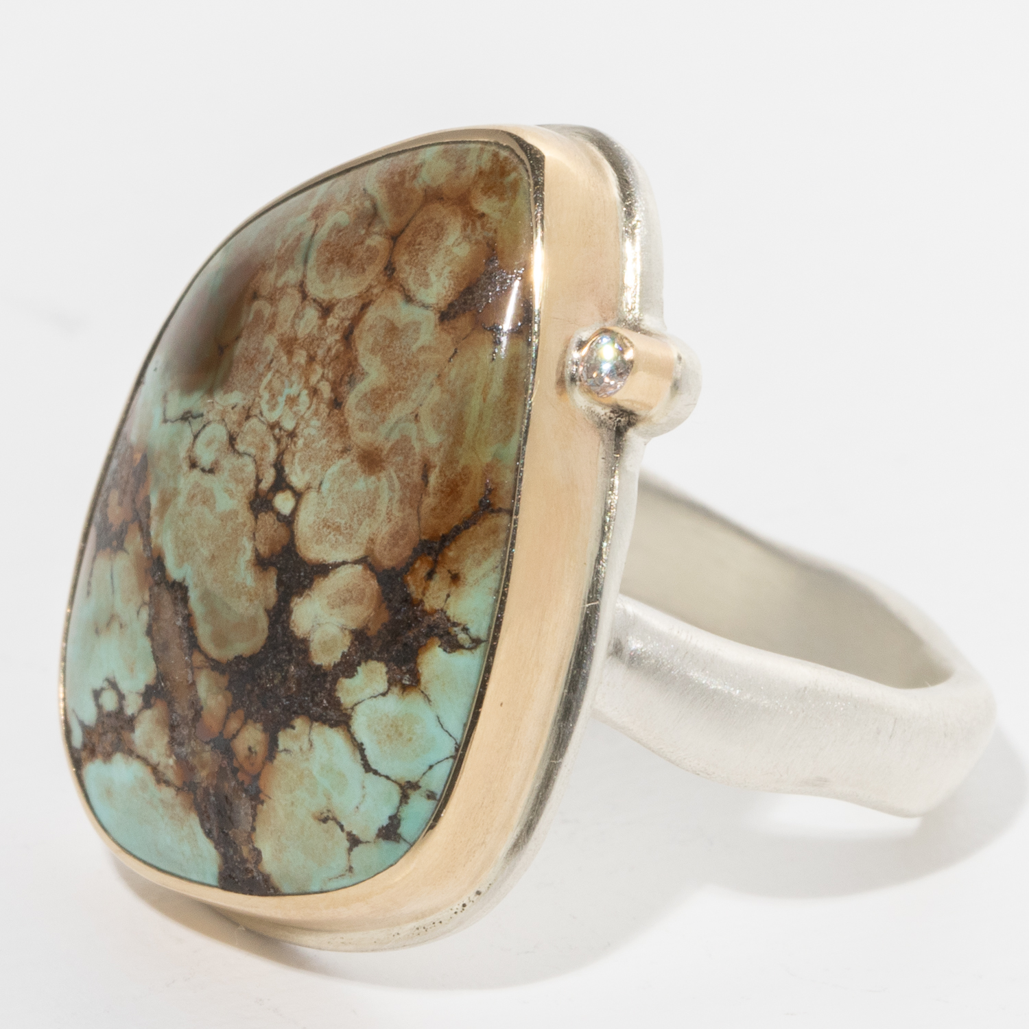 Asymmetrical Green Turquoise Ring by Jamie Joseph - NEWTWIST