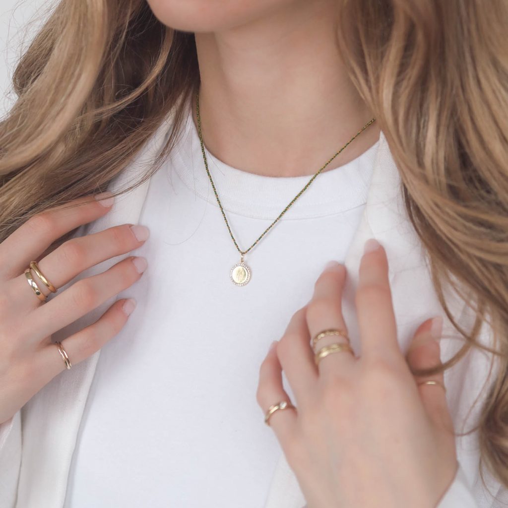 Gold Disc Cord Necklace by Tai - NEWTWIST